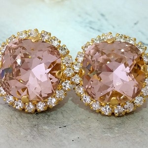 Blush Earrings,blush Pink Stud Earrings,blush Pink Bridal Earrings ...