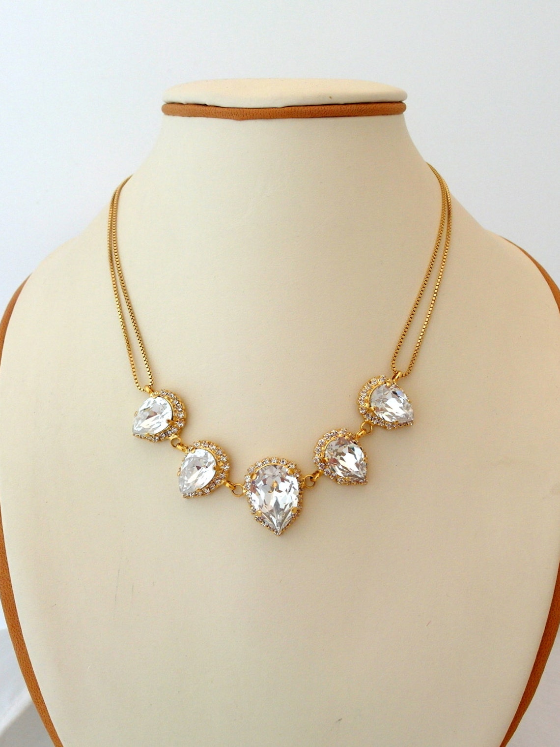 Navy Blue Crystal Necklace Bridal Necklace Statement Necklace - Etsy