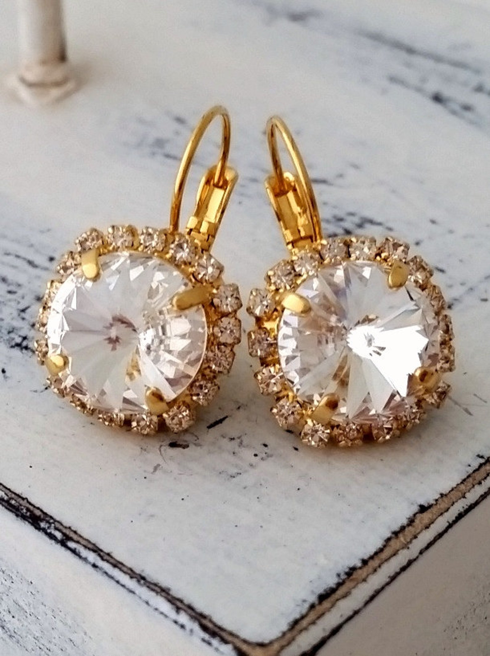 Crystal earringsClear crystal earringsBridesmaid | Etsy