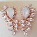 Rose Gold Bridal Earrings,rose Gold Earrings,white Opal Crystal Statement Stud Earrings, Extra ...