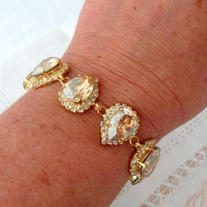 Champagne Bracelet,bridal Bracelet,champagne Teardrop Bracelet ...