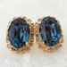 Navy Blue Crystal Stud Earrings Oval Stud Earring Gold or - Etsy