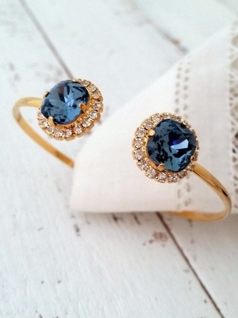 Navy Blue Braceletnavy Blue Cuff Braceletnavy Blue Bridal | Etsy
