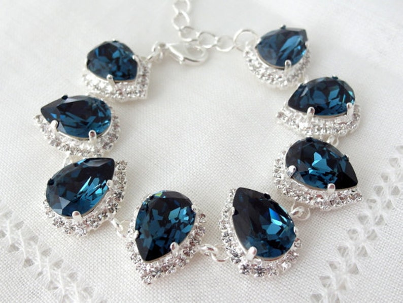 Navy Blue Crystal Necklace Bridal Necklace Statement Necklace - Etsy