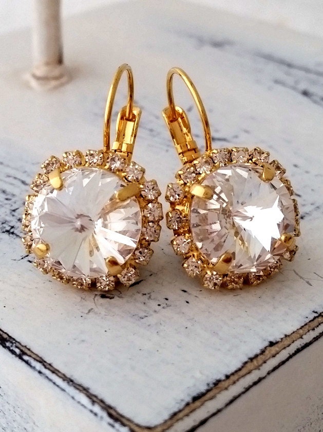 Crystal earringsClear crystal earringsBridesmaid | Etsy
