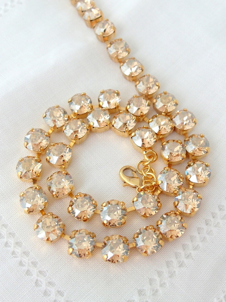 Champagne Necklacechampagne Bridal Necklacecrystal | Etsy