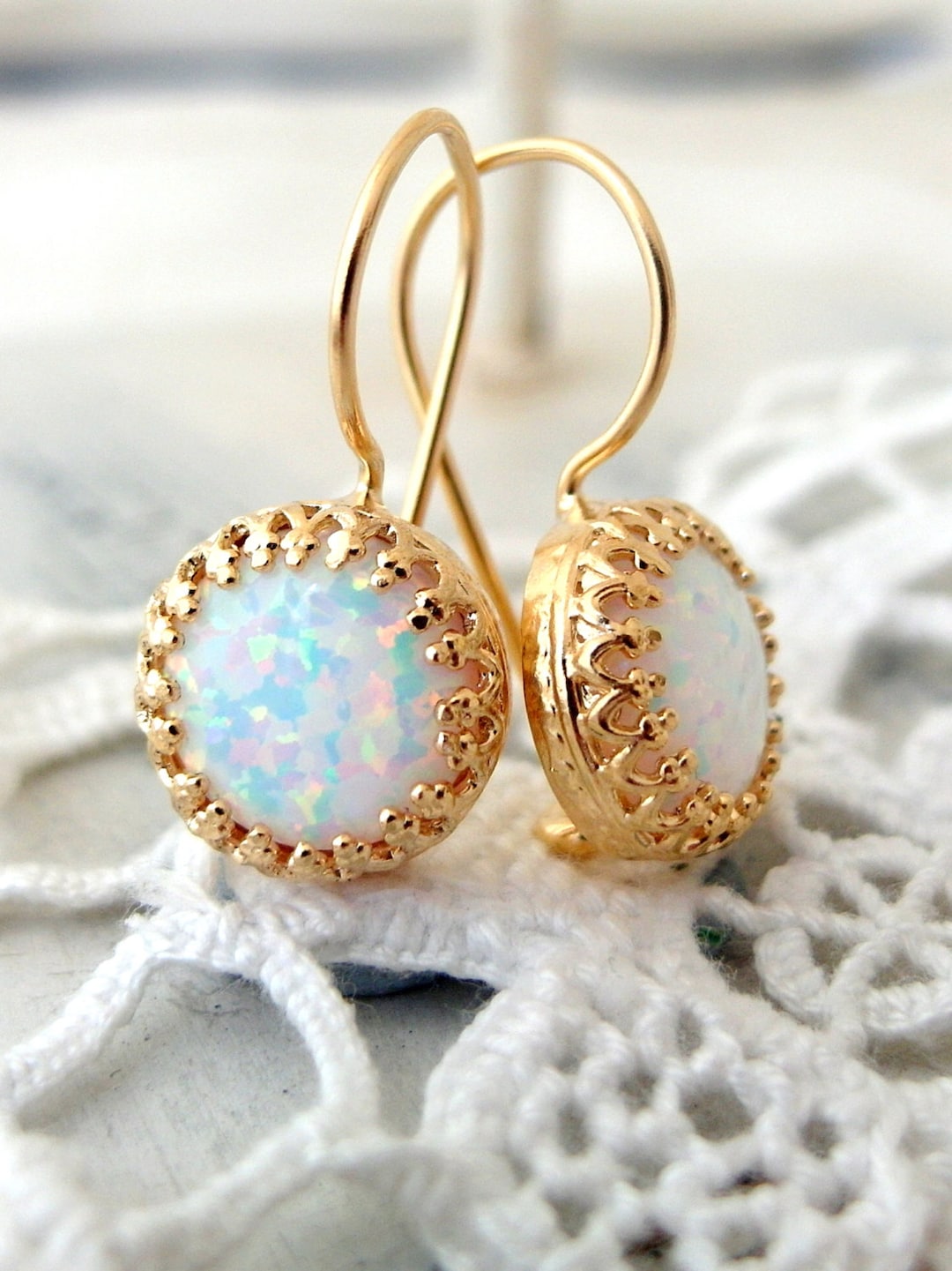 Opal Earrings,white Opal Drop Earrings,opal Bridal Earrings,dangle ...