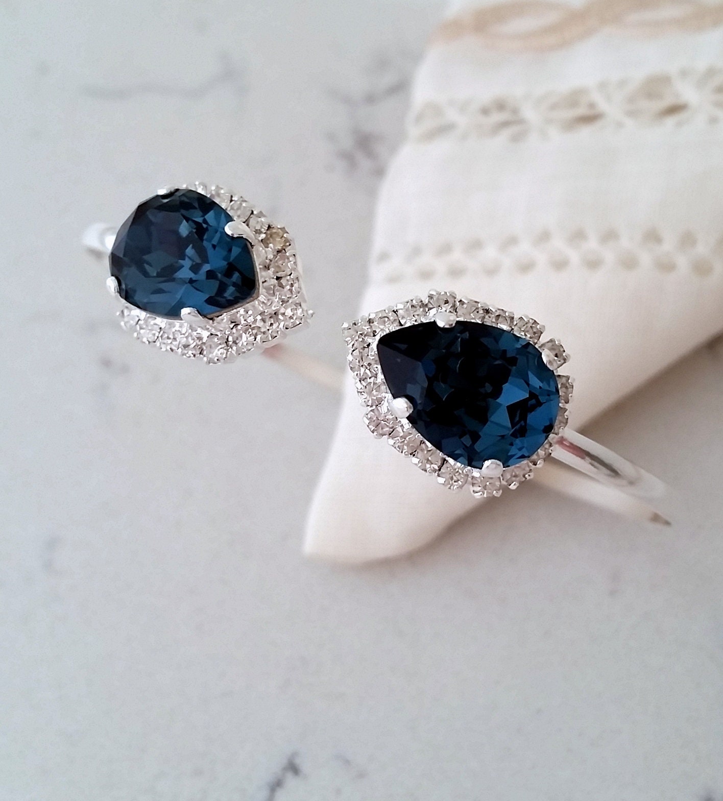 Navy blue braceletNavy blue cuff braceletNavy blue bridal | Etsy