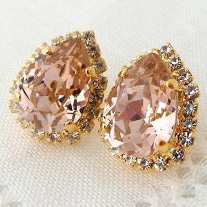 Blush Stud Earrings,blush Pink Earrings,bluh Pink Bridesmaids Earrings ...