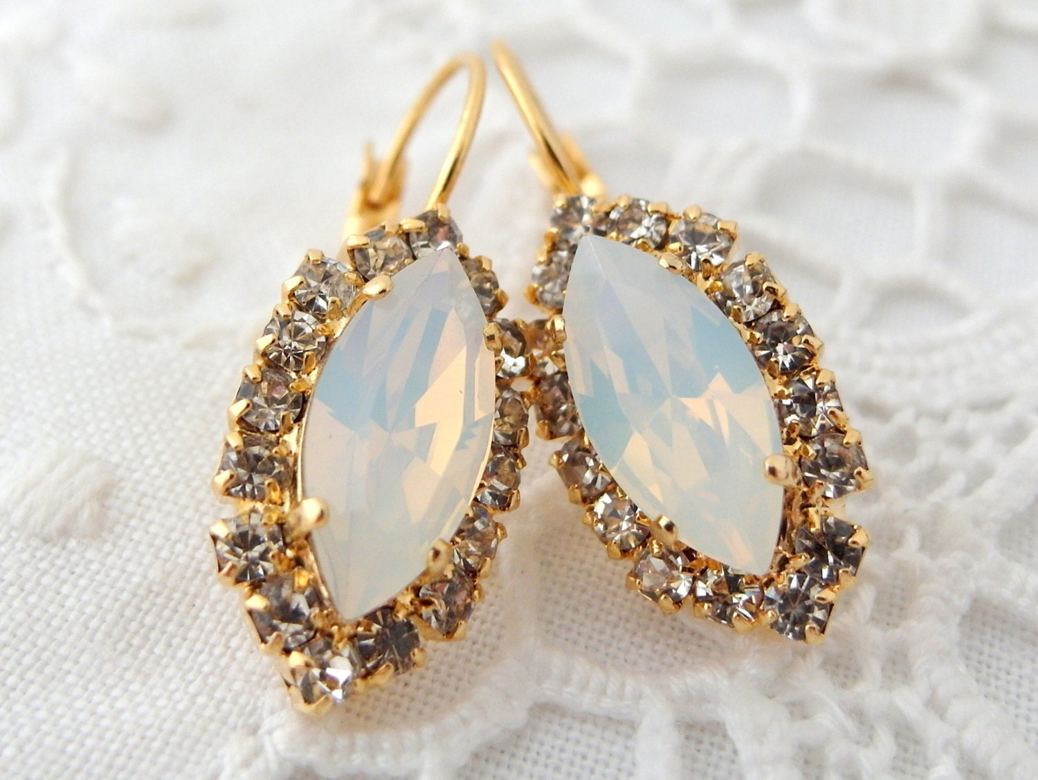 Opal Earrings,white Opal Earrings,bridal Earrings,opal Bridesmaid ...