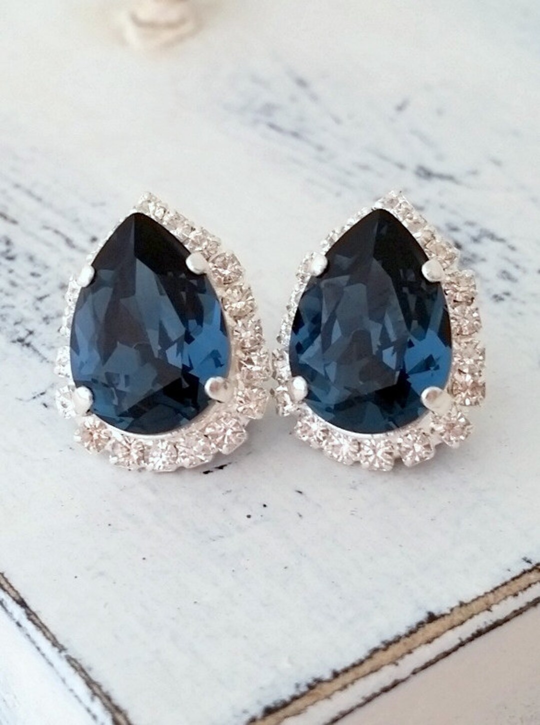 Navy Blue Earrings,sapphire Earrings,blue Stud Earrings,navy Blue ...