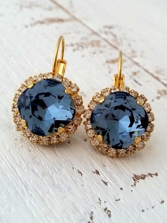 Navy stone earrings store