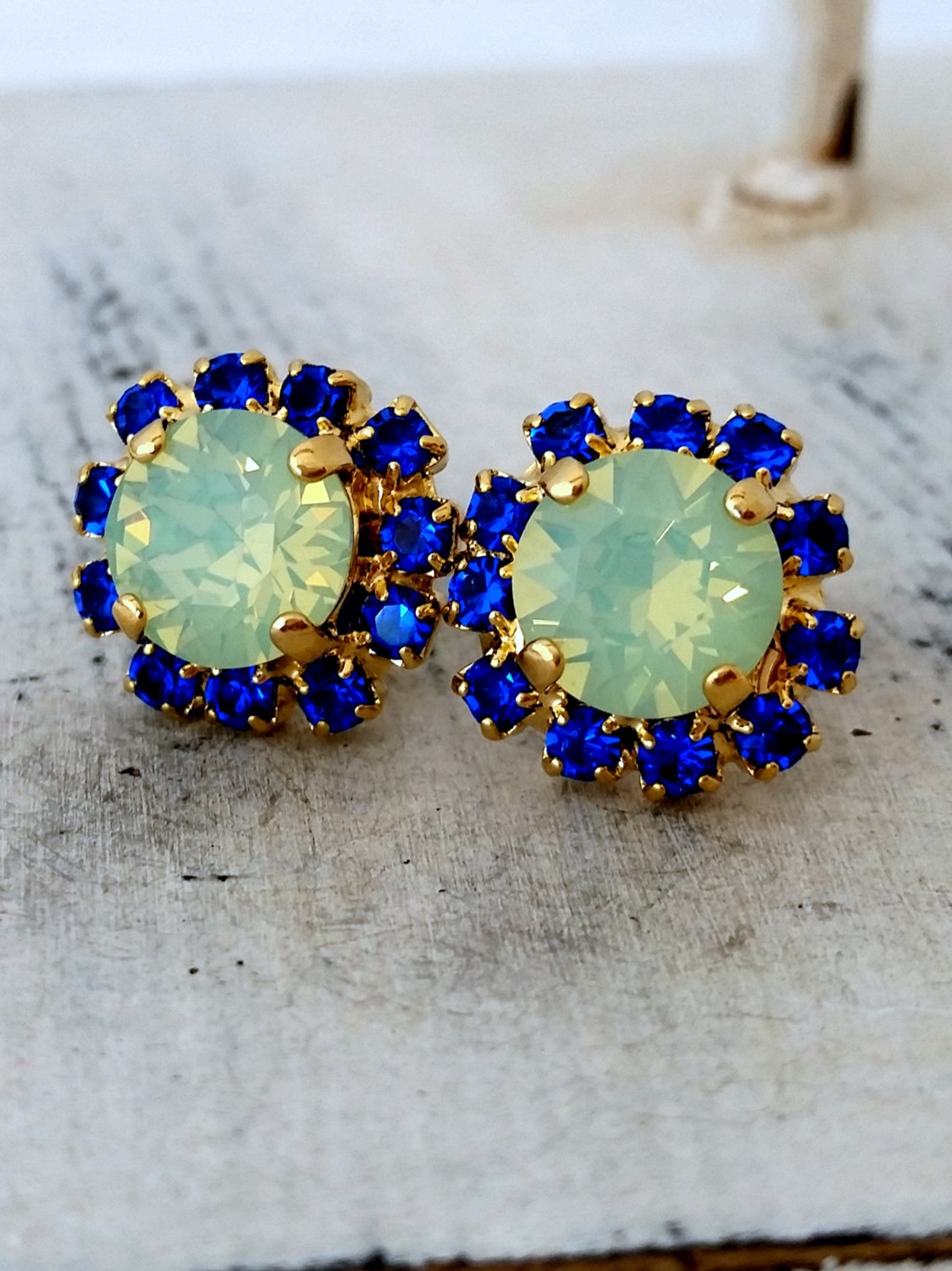 Mint earringsopal earringsMint green studsMint sapphire | Etsy