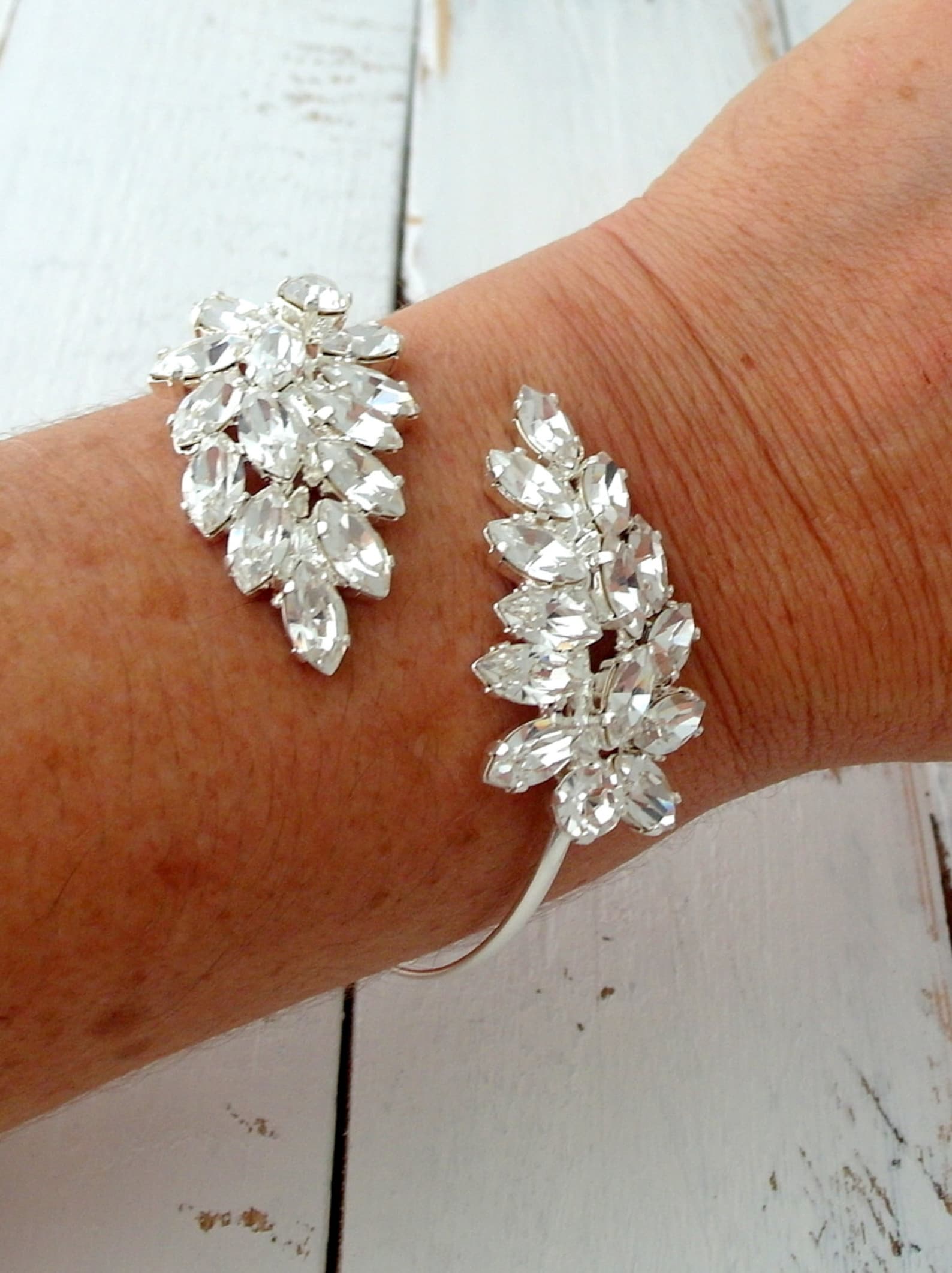 Bridal Bracelet White Crystal Wedding BraceletSwarovski | Etsy