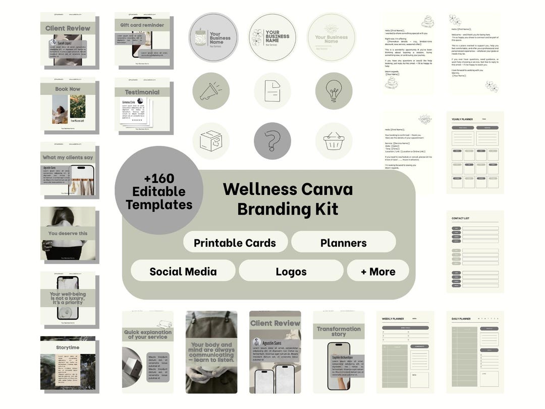 Branding Kit Canva | 160+ Editable Templates for Coaches, Therapists ...