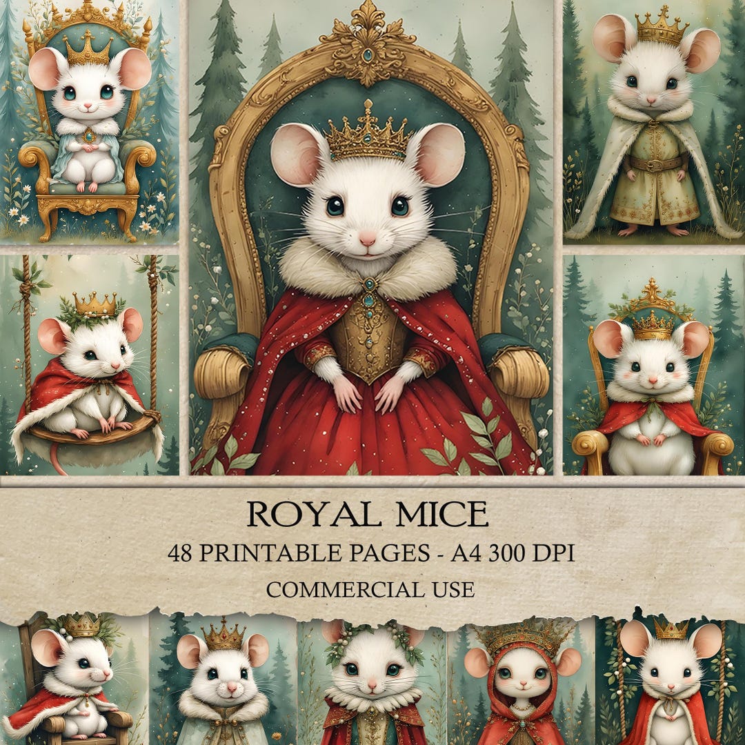 Royal Mice Junk Journal Pages, Rustic Scrapbook Ephemera (printable) - Etsy