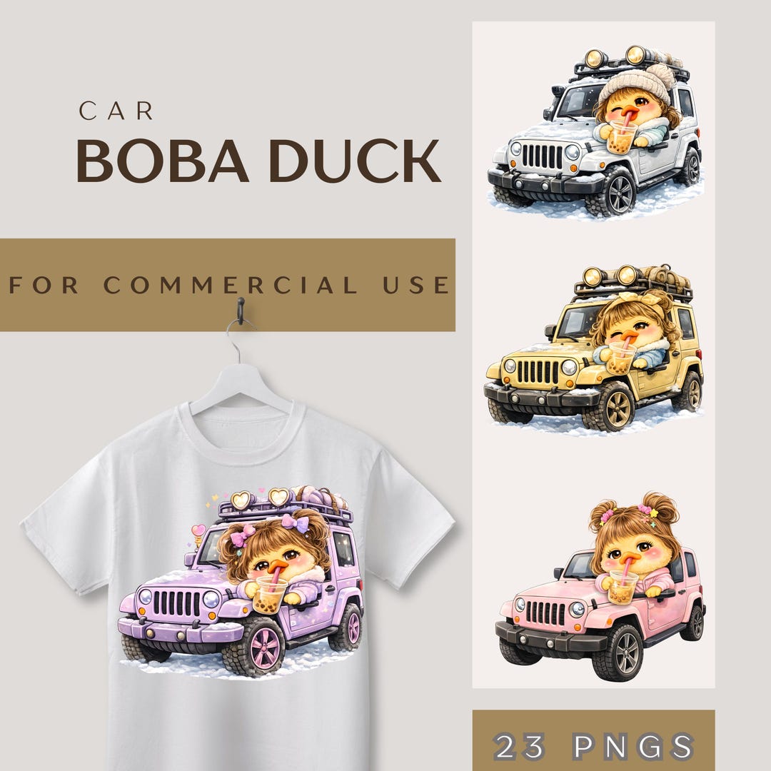 Cozy Duck and Car Set - Cute PNG Illustrations, Duck PNG, Shirt Design ...