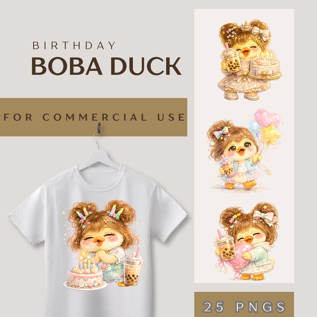 Birthday Boba Duck – Animal PNG Bundle, Duck PNG, Shirt Design (digital Download-25 Pngs) - Etsy