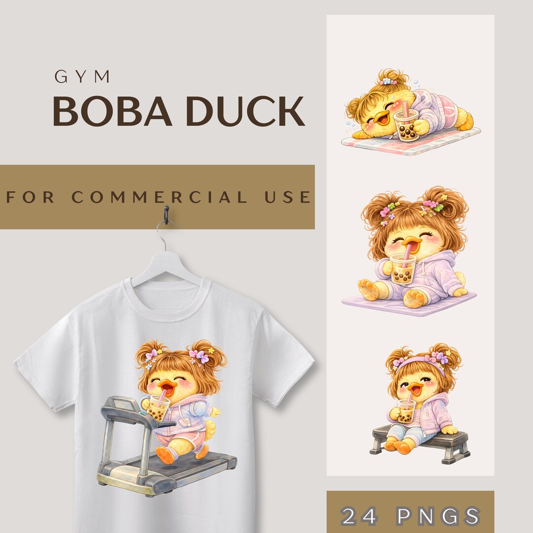 Boba Duck Gym PNG -kawaii Animal Art, Shirt Design, Duck PNG (digital Download- 24 Pngs) - Etsy