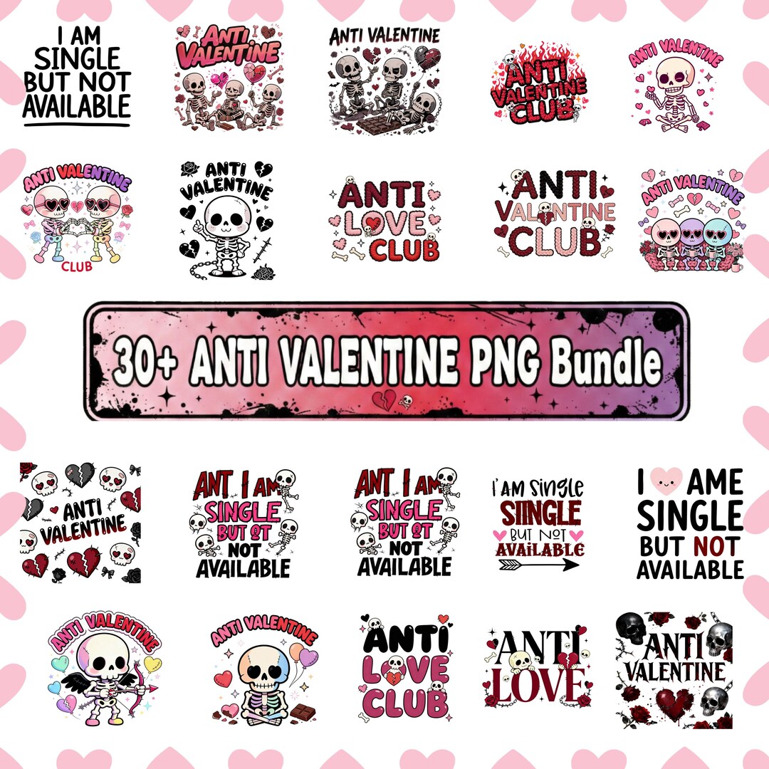 Anti Valentine Club Png Bundle, Funny Valentine's Png, Valentine's Day ...