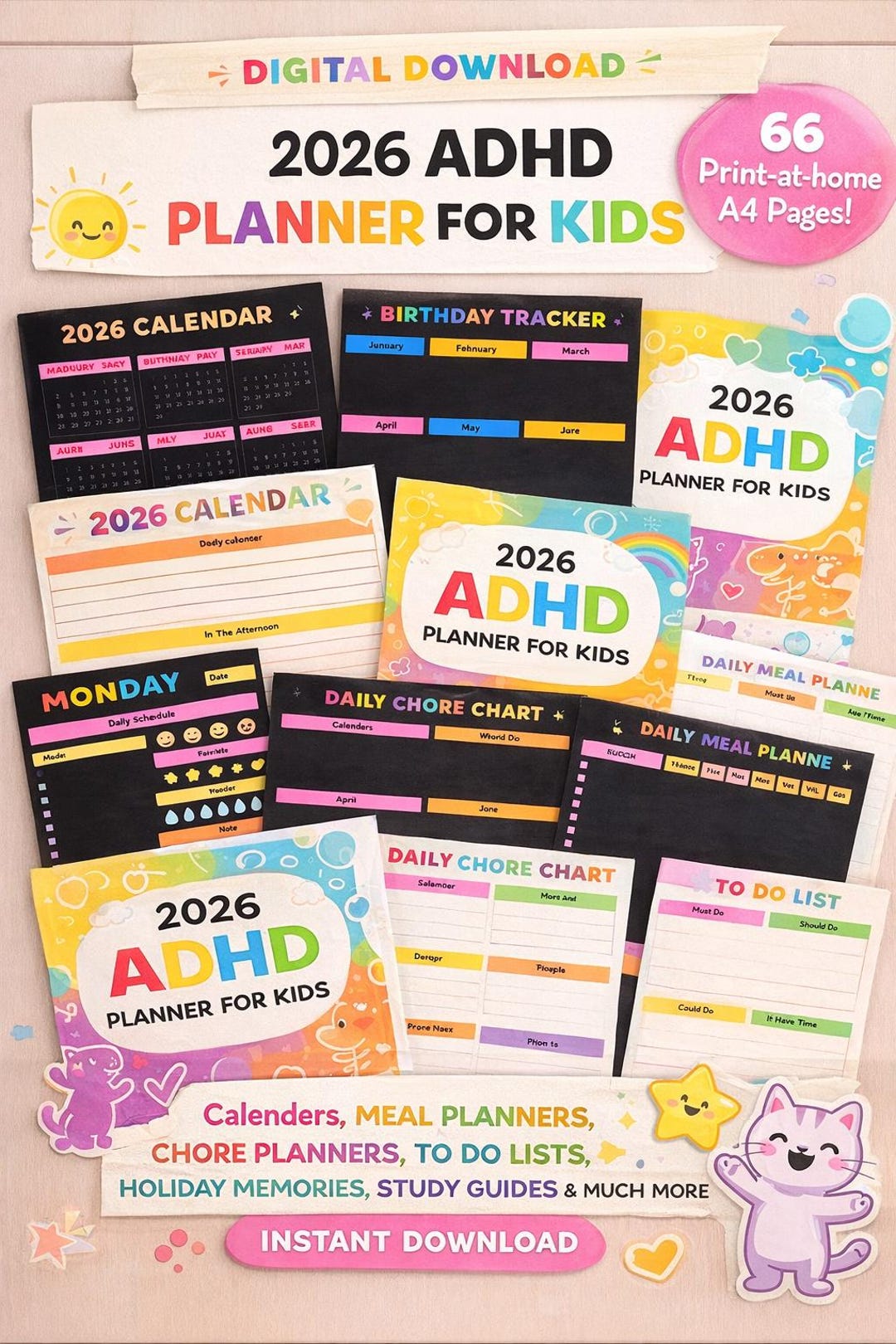 2026 Kids ADHD Planner, Digital Download, Print at Home - Etsy
