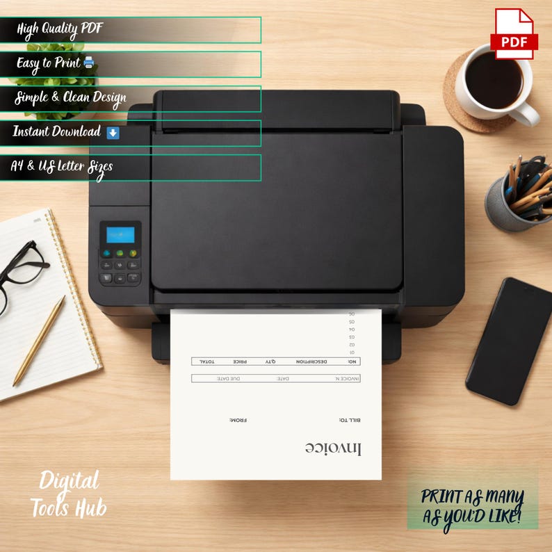 Invoice Template Canva | Editable Business Form | Printable PDF | A4 ...