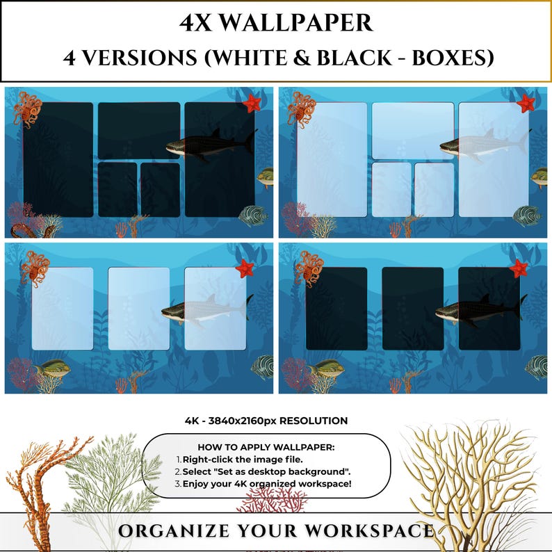 Coastal Shaped Desktop Folder Icons & 4K Organizer Wallpapers | Marine ...
