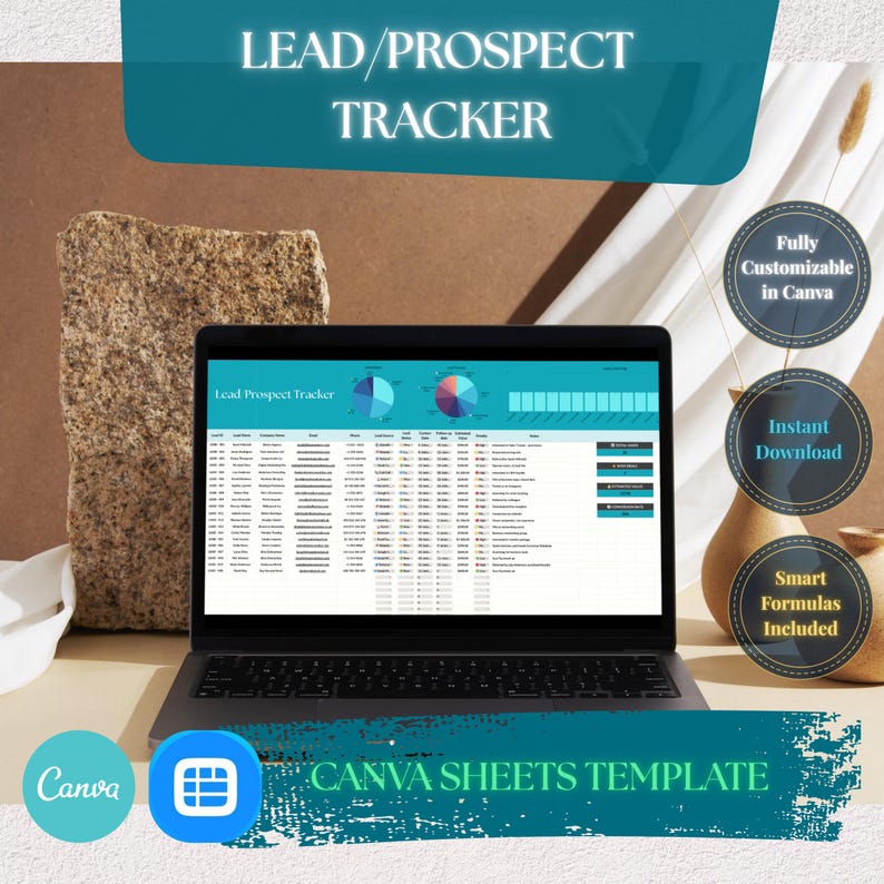 Lead Tracker Canva Spreadsheet | Sales Pipeline CRM Template | Customer ...