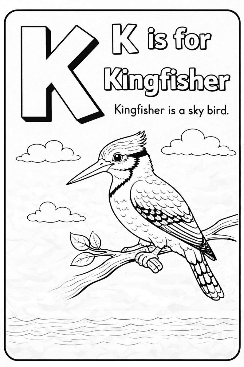 A to Z Sky Birds Alphabet Coloring Book for Kids, Educational Learning ...