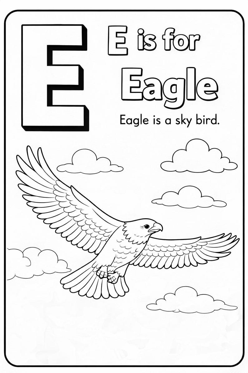 A to Z Sky Birds Alphabet Coloring Book for Kids, Educational Learning ...