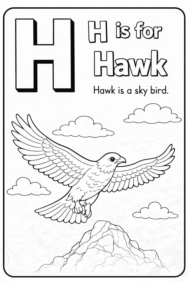 A to Z Sky Birds Alphabet Coloring Book for Kids, Educational Learning ...