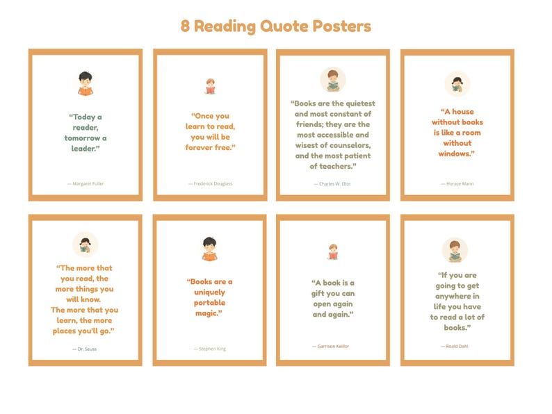 Reading Motivation Posters for Kids | Printable Wall Art & Bookmarks ...