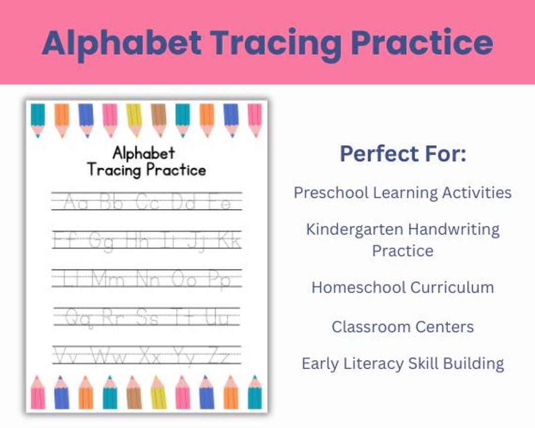 ABC Alphabet Tracing Worksheet Printable | Preschool Letter Writing ...