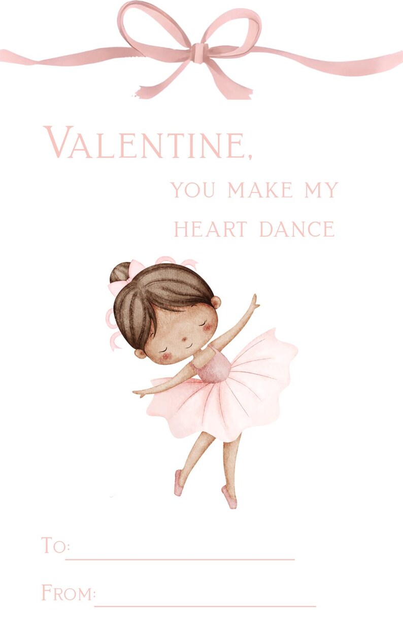 Ballerina Valentine Cards for Class | Ballet Valentines | Printable ...