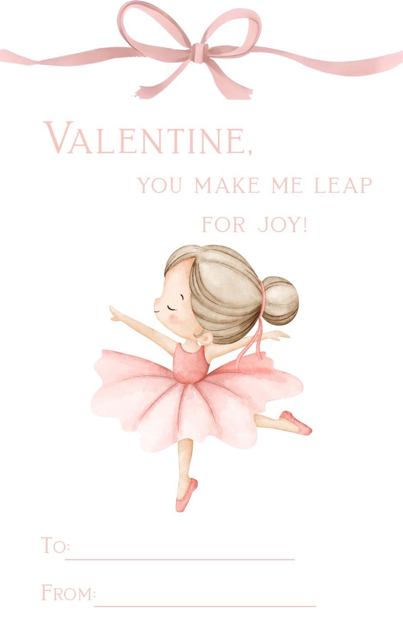 Ballerina Valentine Cards for Class | Ballet Valentines | Printable ...