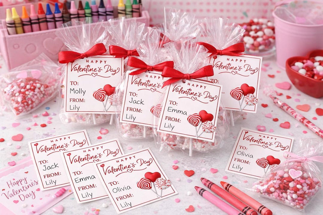 Valentine’s Day Cake Pop Tags Printable | Classroom Valentine Treat ...