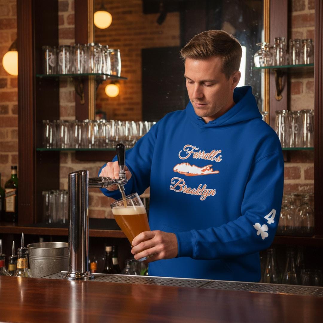 Farrell's Brooklyn Script Logo Hoodie | Retro Script, Orange Outline - Etsy