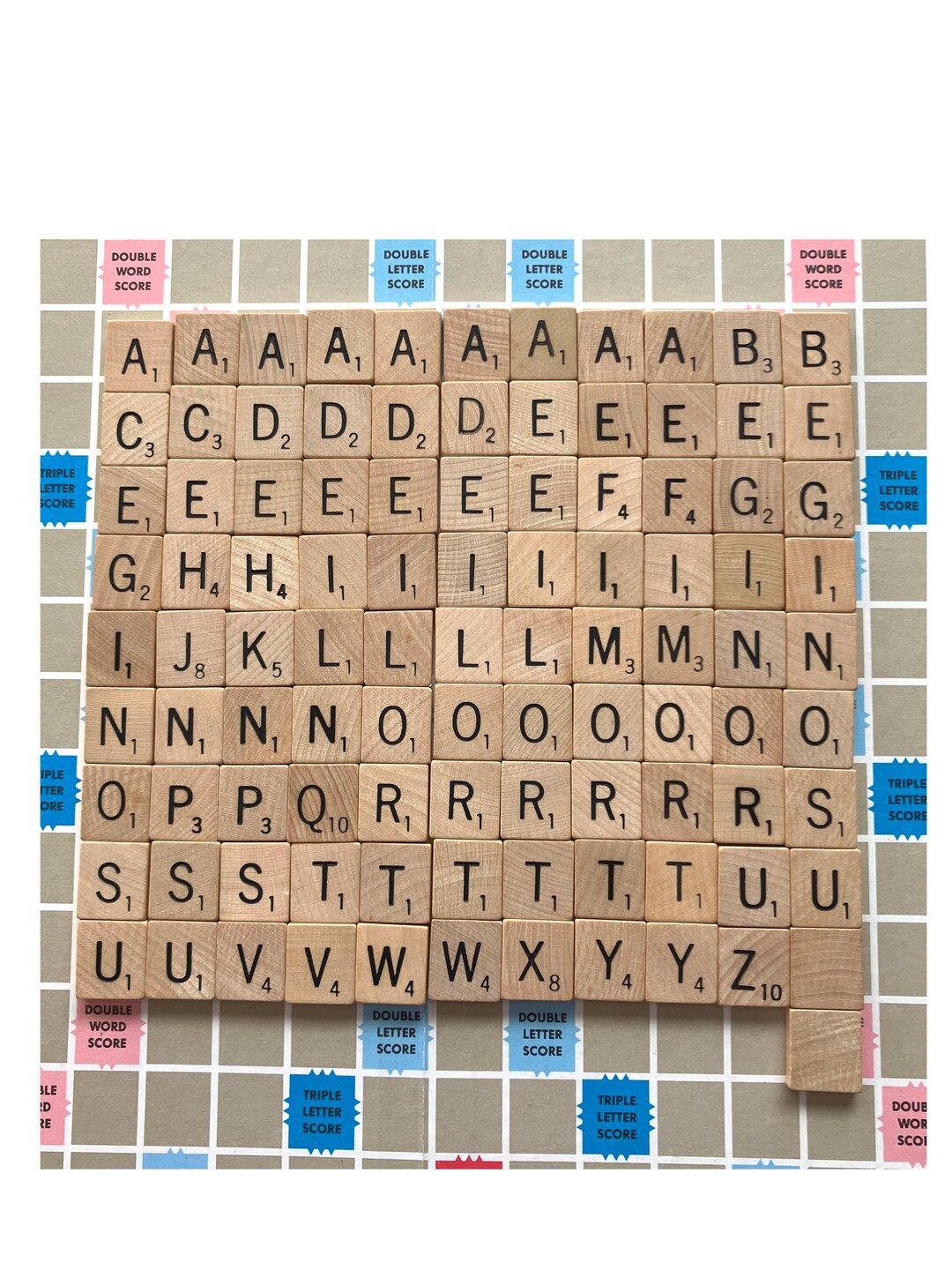 100 VINTAGE Wood SCRABBLE Tiles - Complete Set - Mosaic Craft Supplies ...
