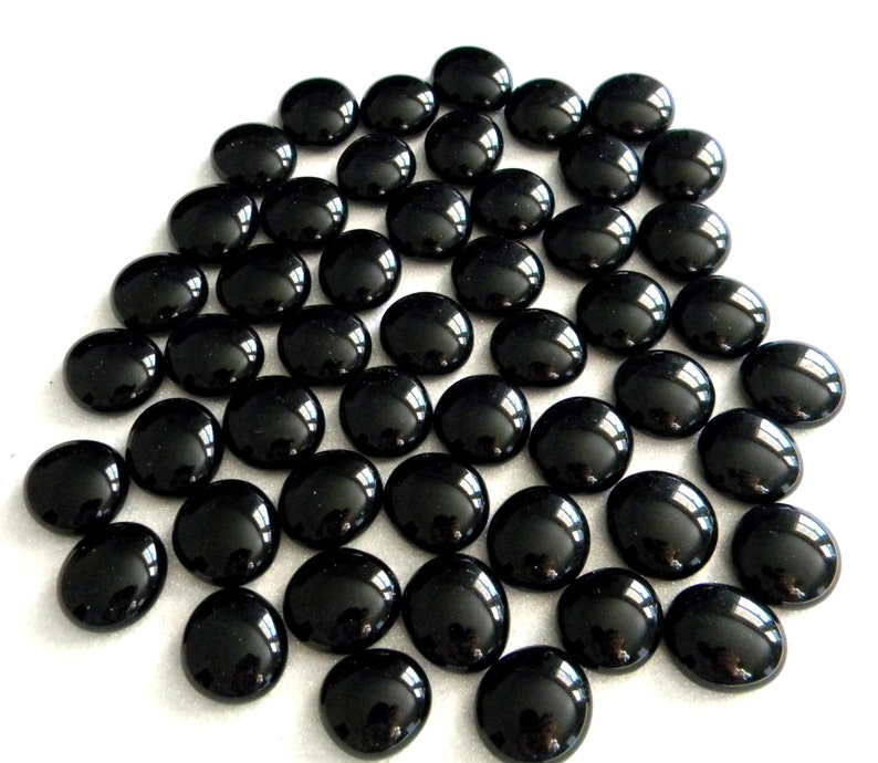 25 Small Black Flat Glass Gems Mosaicweddingfloralcandle Etsy