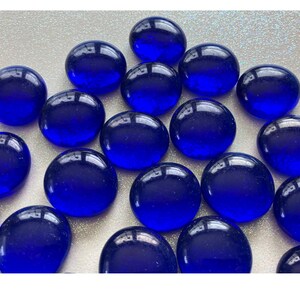 25 COBALT BLUE Glass Gems - Mosaic Supplies - Half Marbles/cabochons ...