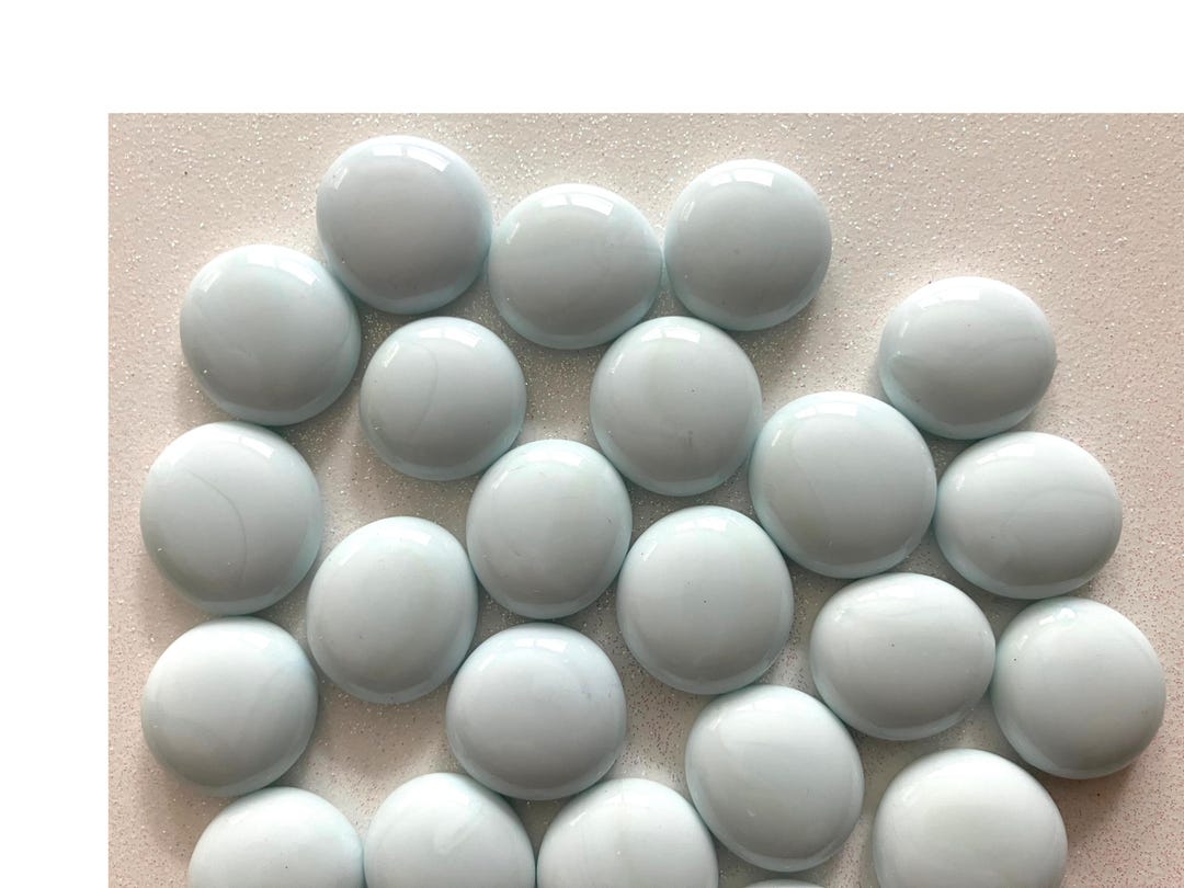25 PALE BLUE Opaque Glass Gems - Medium Size - Half Marbles - Etsy