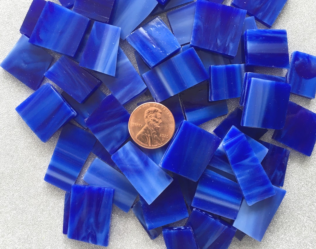 ROYAL BLUE Streaky Stained Glass - 50 Pieces - Etsy