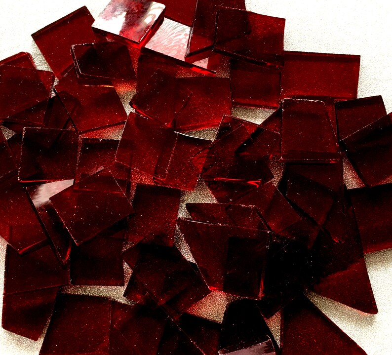 DARK RED Semi-transparent Stained Glass 50 Pieces | Etsy