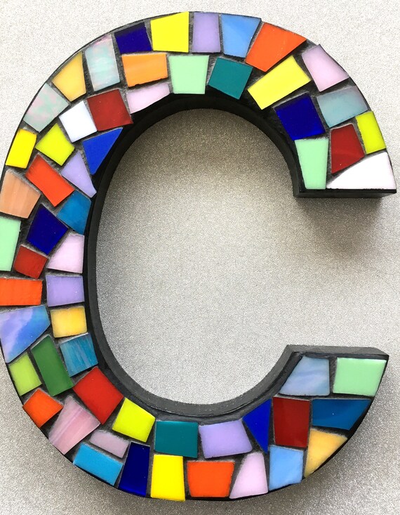 Mosaic Multi-Color Stained Glass Art MOSAIC Alphabet Letter C Mixed ...