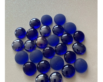 25 COBALT BLUE Glass Gems - Mosaic Supplies - Half Marbles/cabochons ...