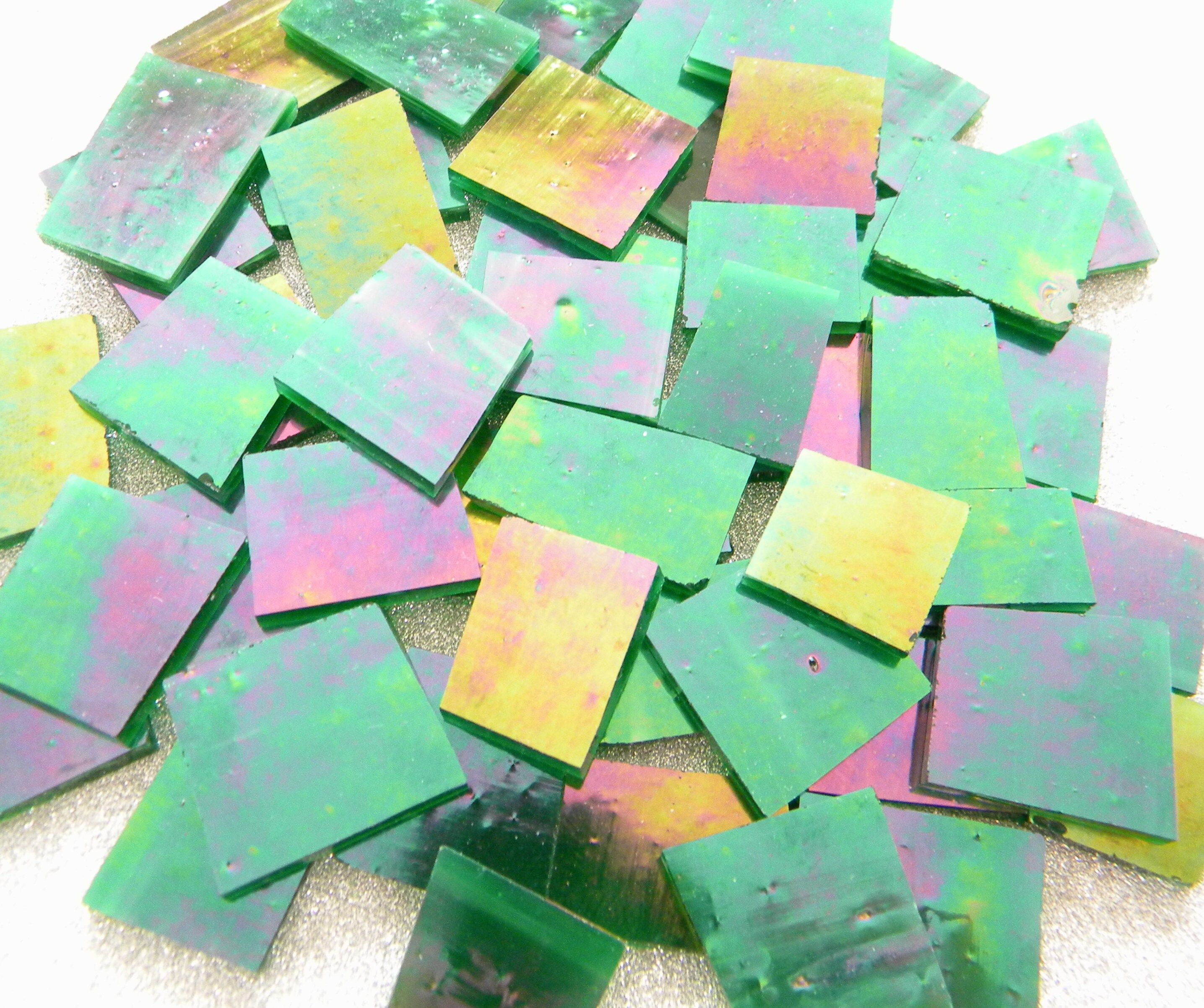 Dark Iridescent GREEN Stained Glass 50 Pieces | Etsy