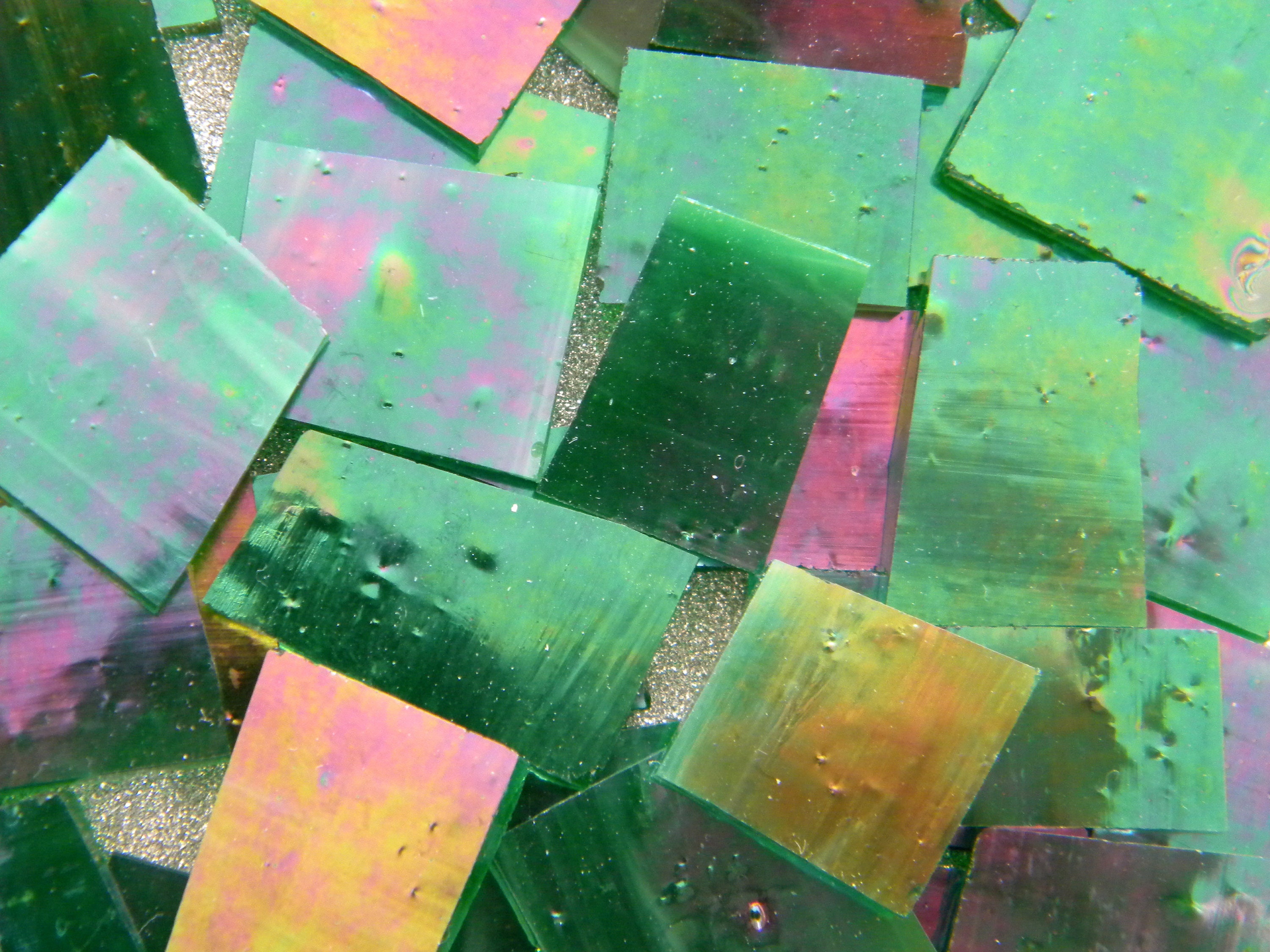 Dark Iridescent GREEN Stained Glass 50 Pieces | Etsy