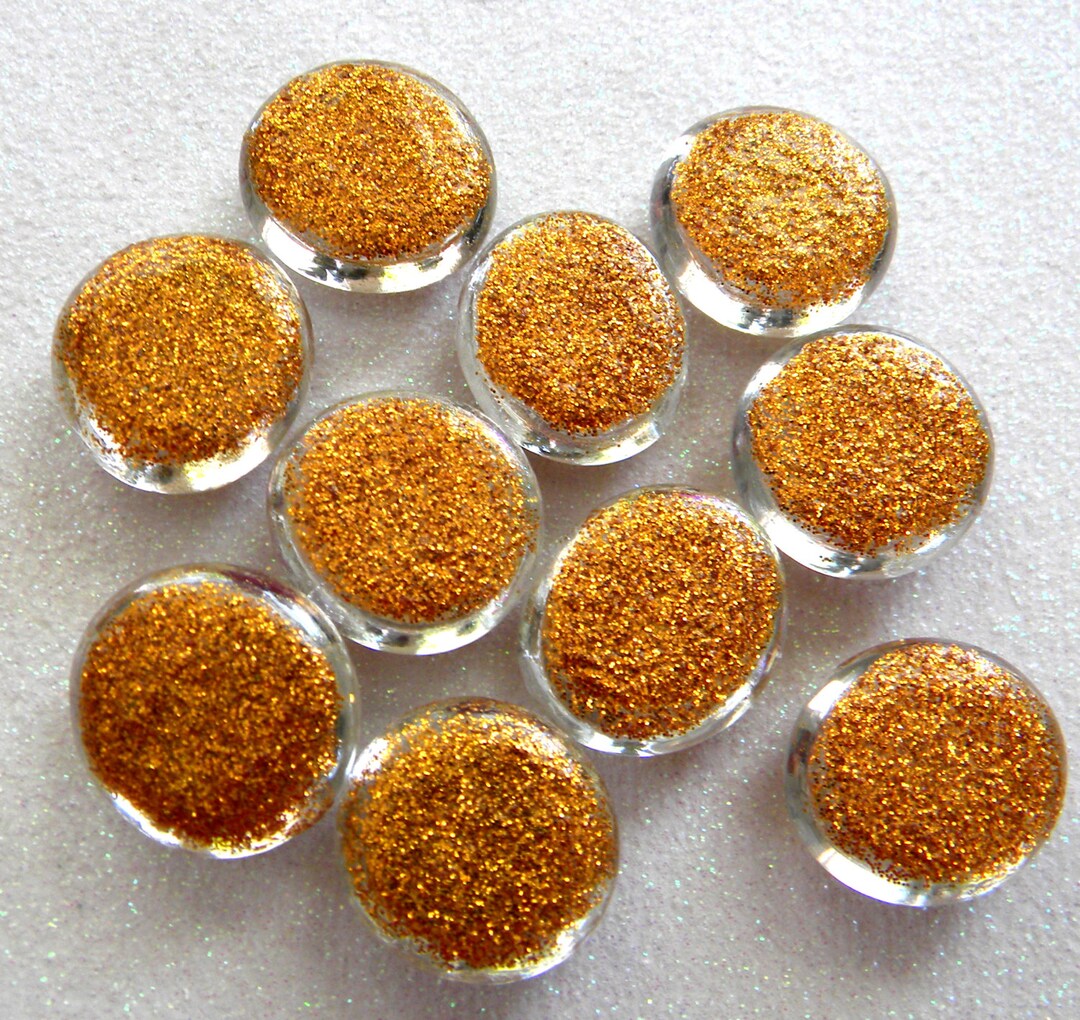 10 Glass GLITTER Gems DARK GOLD Color Medium Size Hand - Etsy