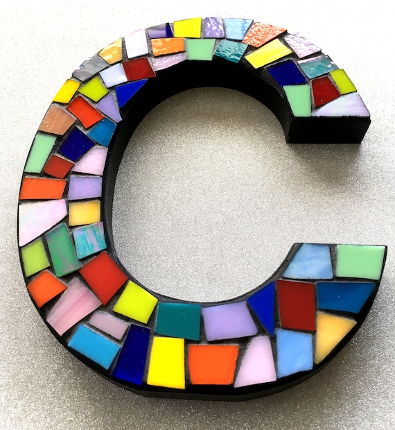 Mosaic Multi-Color Stained Glass Art MOSAIC Alphabet Letter C Mixed ...
