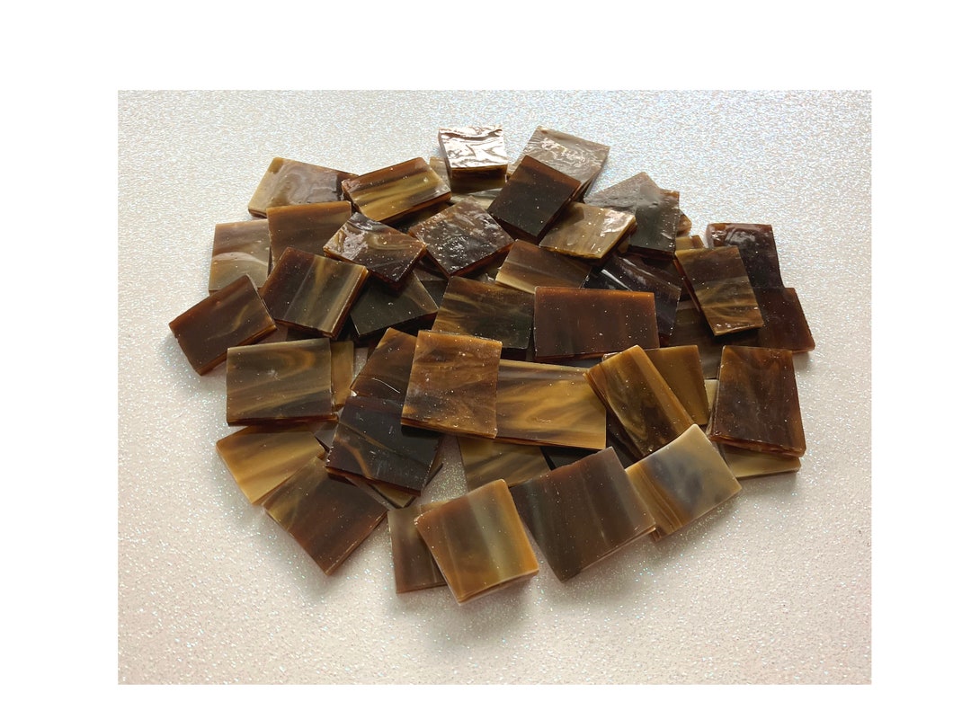 Dark AMBER BROWN Streaky Stained Glass - 50 Pieces - Etsy